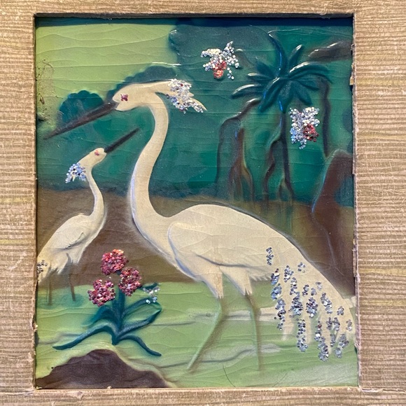 Wanda Irwin Art | Art | Vintage Wanda Irwin Embossed Wall Art Egret ...